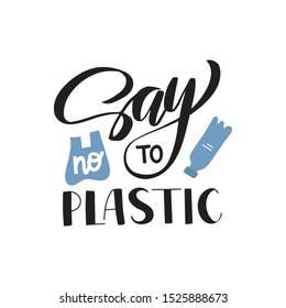Say No Plastic Word Concept Banner Stock Vector (Royalty Free ...