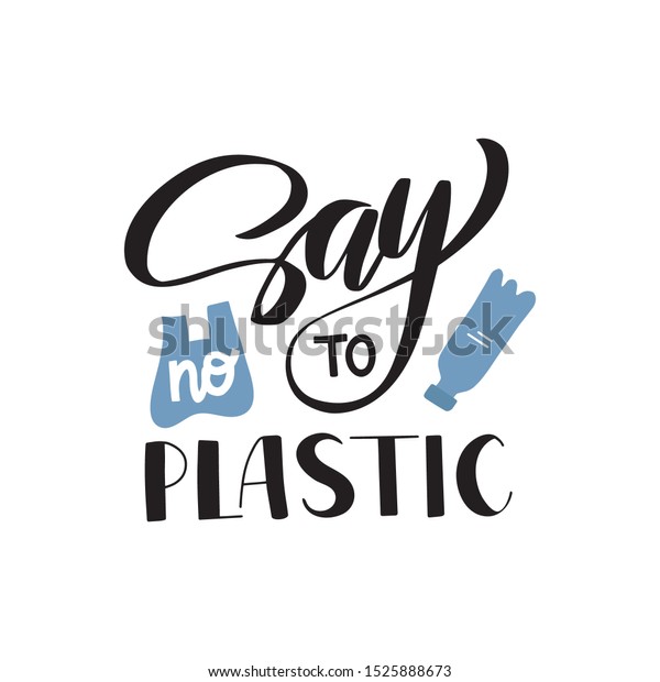 Say No Plastic Word Concept Banner Stock Vector (Royalty Free ...