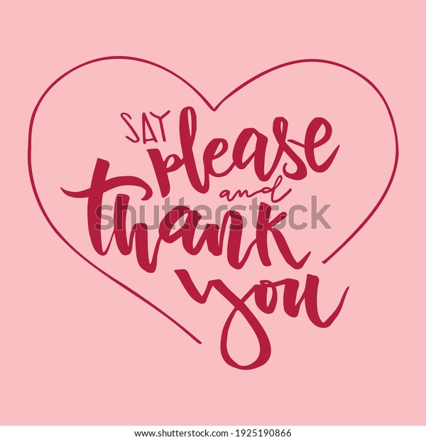 Say Please Thank You Card Heart Stock Vector (Royalty Free) 1925190866