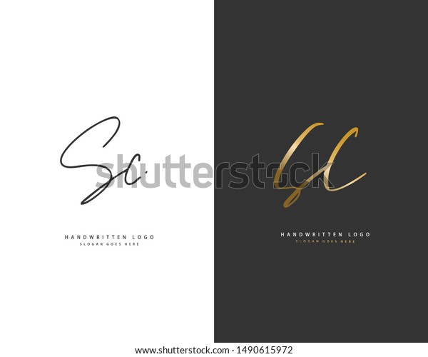Sc Initial Handwriting Handwritten Logo Identity Stock Vector (Royalty ...