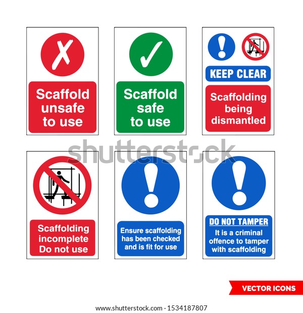 Scaffolding Signs Icon Set Color Types Stock Vector (Royalty Free ...
