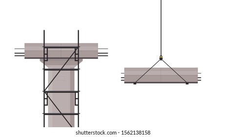 Scaffolding Vector Bridge Pillar Construction Bridge Stock Vector ...