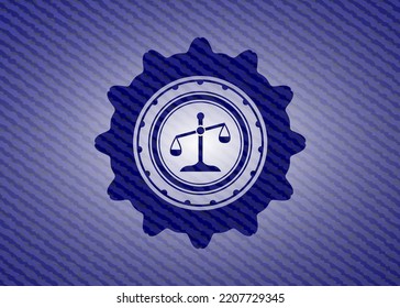 Scale Icon Inside Emblem Denim Texture Stock Vector (Royalty Free ...
