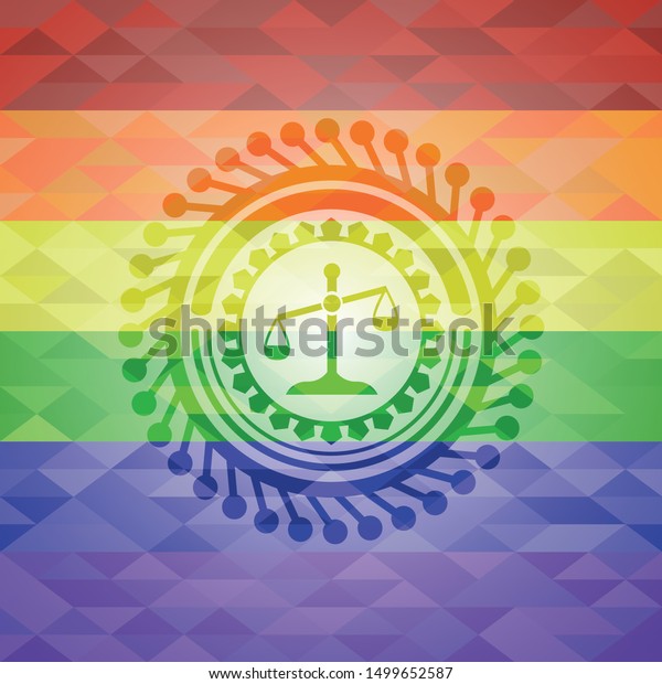 Scale Icon Inside Lgbt Colors Emblem Stock Vector (Royalty Free ...