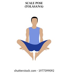 Scale Pose Yoga Workout Tolasana Man: vector de stock (libre de ...