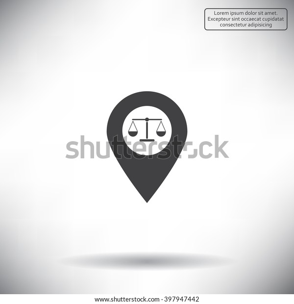 Scales Icon Map Pin Stock Vector (Royalty Free) 397947442