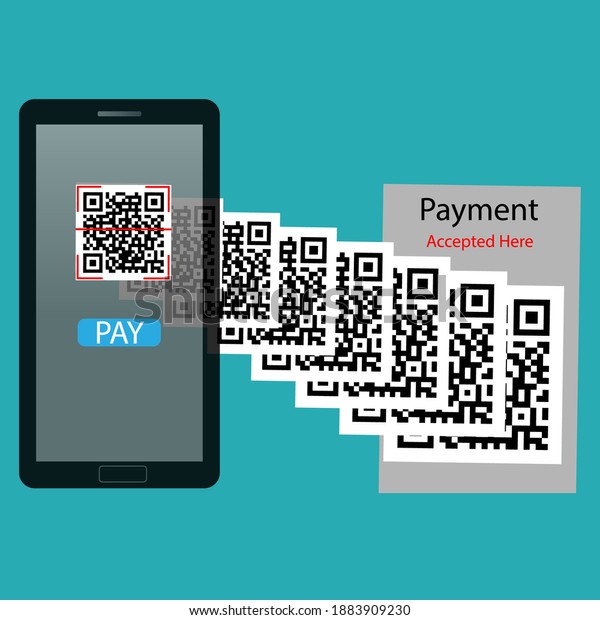 Scan Qr Code Smartphonescanning Payment Concept Stock Vector (Royalty ...