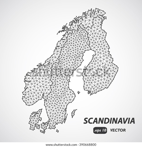 Scandinavia Borders Map Scandinavia Low Poly Stock Vector (Royalty Free ...