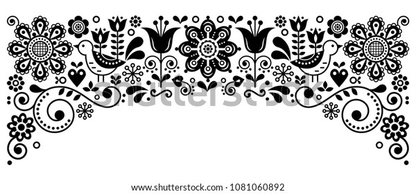 Scandinavian Folk Art Frame Border Retro Stock Vector (Royalty Free ...