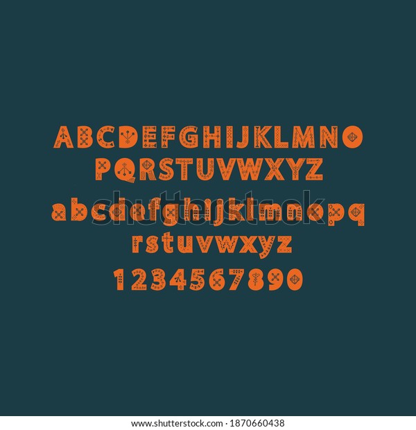 Scandinavian Font Vector Folk Style Font Stock Vector (Royalty Free ...