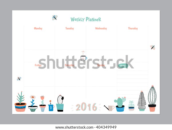 Scandinavian Weekly Daily Planner Template Organizer Stock Vector ...
