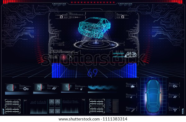 Scanning Car Analysis Diagnostics Vehicle Hud Stock Vector (Royalty ...