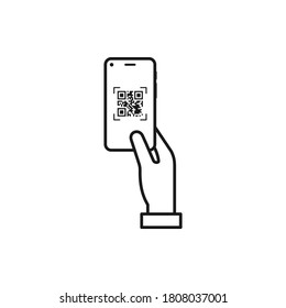Scanning Qr Code Mobile Phones Line Stock Vector (Royalty Free ...