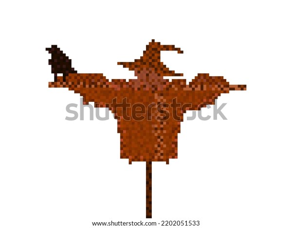 Scarecrow Crow Pixel Art Style Isolated Stock Vector (Royalty Free ...