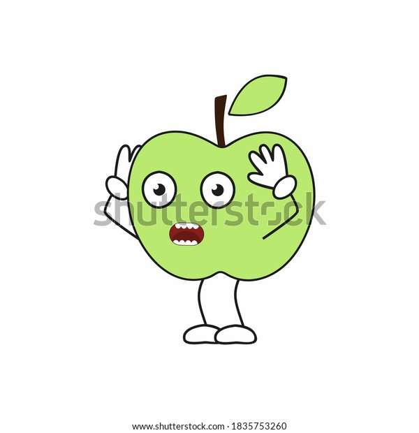 Scared Apple Arms Legs Funny Fruit Stock Vector (Royalty Free ...