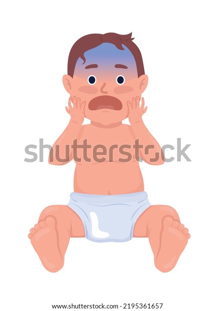 Scared Baby Boy Grimacing Semi Flat Stock Vector (Royalty Free ...