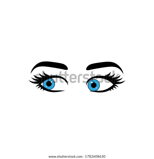 Scared Blue Eyeflat Vector Graphic White Stock Vector (Royalty Free ...