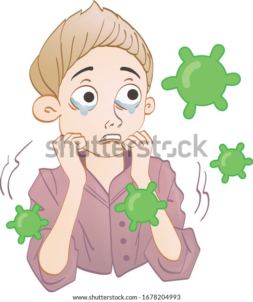 Scared Boy Viruses Flying Around Him: เวกเตอร์สต็อก (ปลอดค่าลิขสิทธิ์ ...