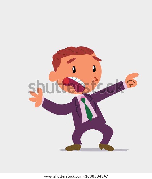 Scared Cartoon Character Businessman Points Side Stock Vector (Royalty ...