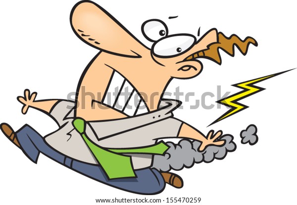 Scared Cartoon Man Being Chased By : image vectorielle de stock (libre ...