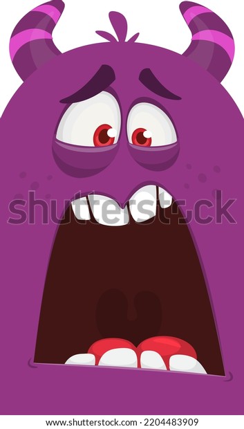 Scared Cartoon Monster Face Illustration Cute Stock Vector (Royalty ...