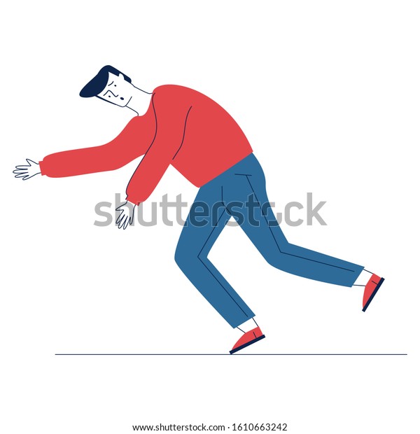 Scared Clumsy Man Stumbling Cartoon Character Stock Vector (Royalty ...