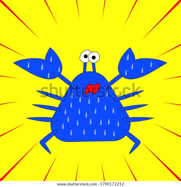 Scared Crab Drops Cartoon Emotional Sea Stock Vector (Royalty Free ...