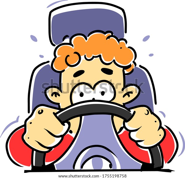 Scared Driver Driving School Exam Nervous Stock Vector (Royalty Free ...