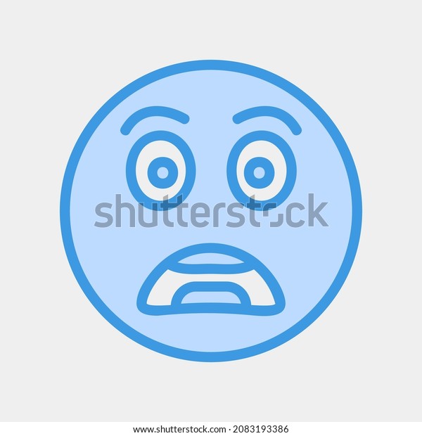 Scared Emoji Icon Vector Illustration Blue Stock Vector (Royalty Free ...