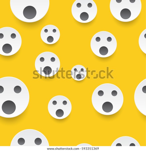 Scared Emoticon Pattern Paper Cut Style 스톡 벡터(로열티 프리) 593351369 ...