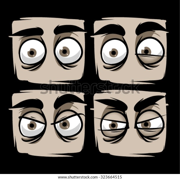 Scared Eyes Angry Eyes Cartoon Vector Stok Vektör (Telifsiz) 323664515 ...