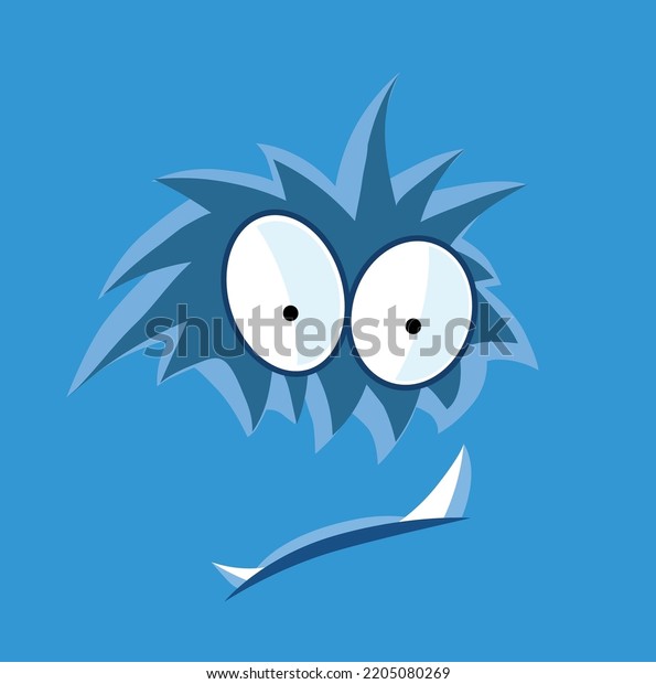 Scared Monster Face Funny Cute Blue Stock Vector (Royalty Free ...