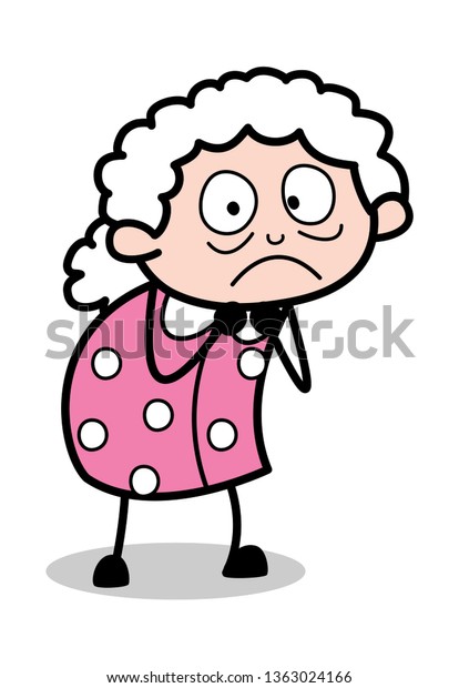 Scared Old Cartoon Granny Vector Illustration: เวกเตอร์สต็อก (ปลอดค่า ...