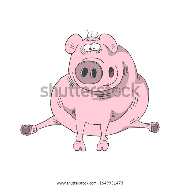 Scared Pig Vector Caricature On White Stock Vector (Royalty Free ...