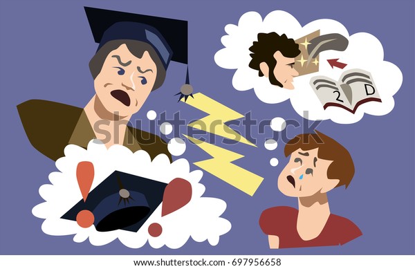 Scared Student Dreaming About College Degree Stock Vector (Royalty Free ...