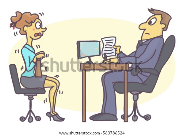 Scared Woman Job Interview Vector Cartoon Stock Vector (Royalty Free ...