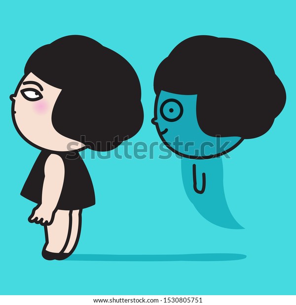Scared Woman Looking Over Shoulder Seeing 스톡 벡터(로열티 프리) 1530805751 ...