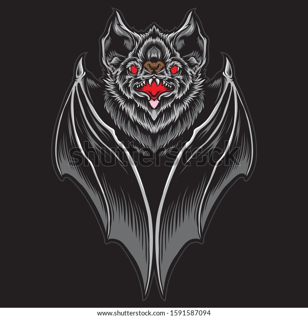Scary Bat Vector Logo Illustration Stock Vector (Royalty Free ...