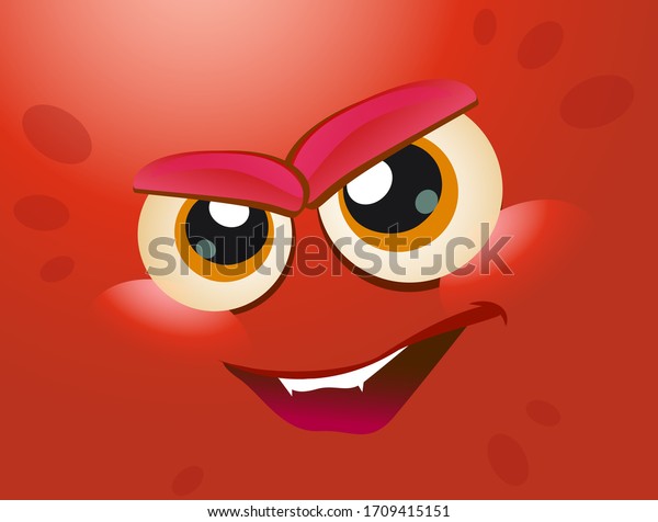 Scary Cartoon Angry Red Monster Face Stock Vector (Royalty Free ...