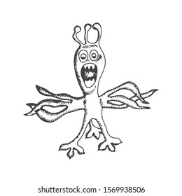 Scary Cartoon Monster Object Isolated Stock Vector (Royalty Free ...
