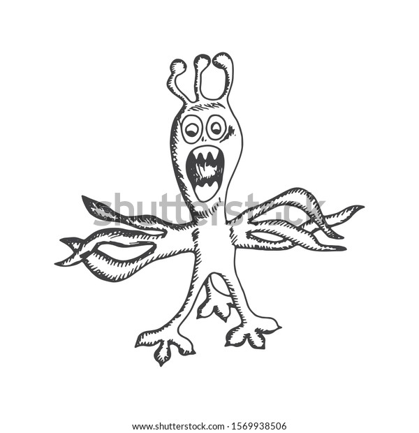 Scary Cartoon Monster Object Isolated Stock Vector (Royalty Free ...