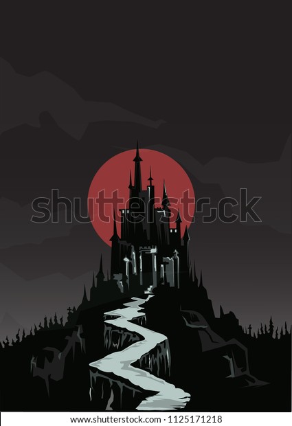 Scary Castle Big Stock Vector (Royalty Free) 1125171218