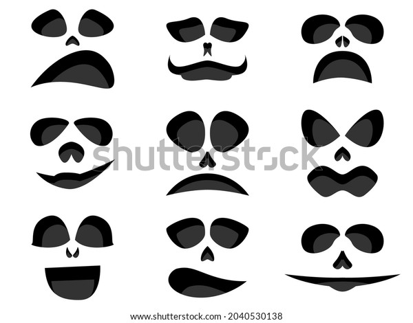 Scary Faces Set Isolated On White Stock Vector (Royalty Free ...