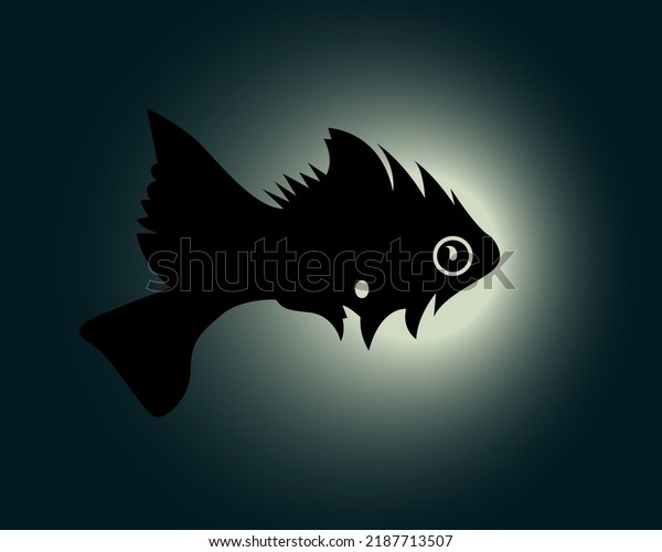 Scary Fish Isolated On Gradient Dark Stock Vector (Royalty Free ...