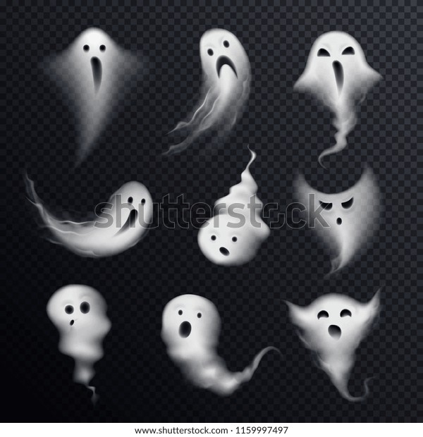 Scary Ghost Emotions Icons Set Realistic Stock Vector (Royalty Free ...