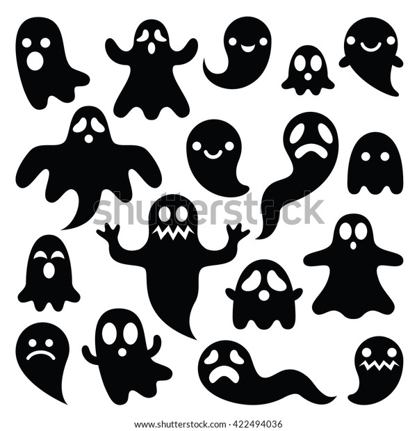 Scary Ghosts Design Halloween Characters Icons Stock Vector (Royalty ...