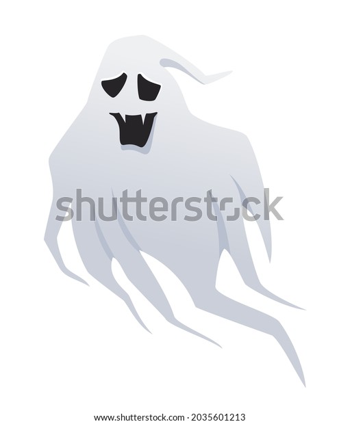 Scary Grey Ghost Modern Cartoon Style Stock Vector (Royalty Free ...