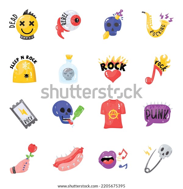 Scary Horror Flat Icons Pack Stock Vector (Royalty Free) 2205675395 ...
