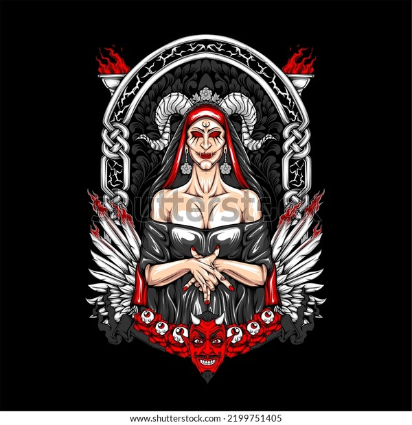 Scary Lady Illustration Awesome Background Stock Vector (Royalty Free ...