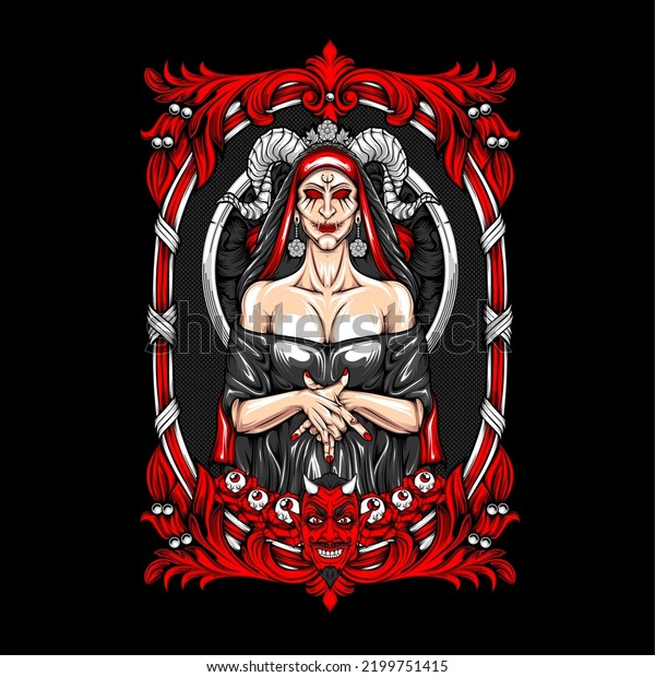 Scary Lady Illustration Awesome Background Stock Vector (Royalty Free ...